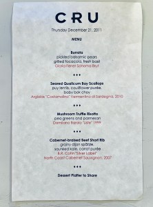 Item #30 – Cru menu – rclr